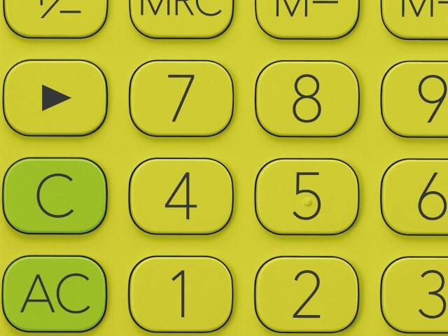 Pocket and desk calculators in trendy colours