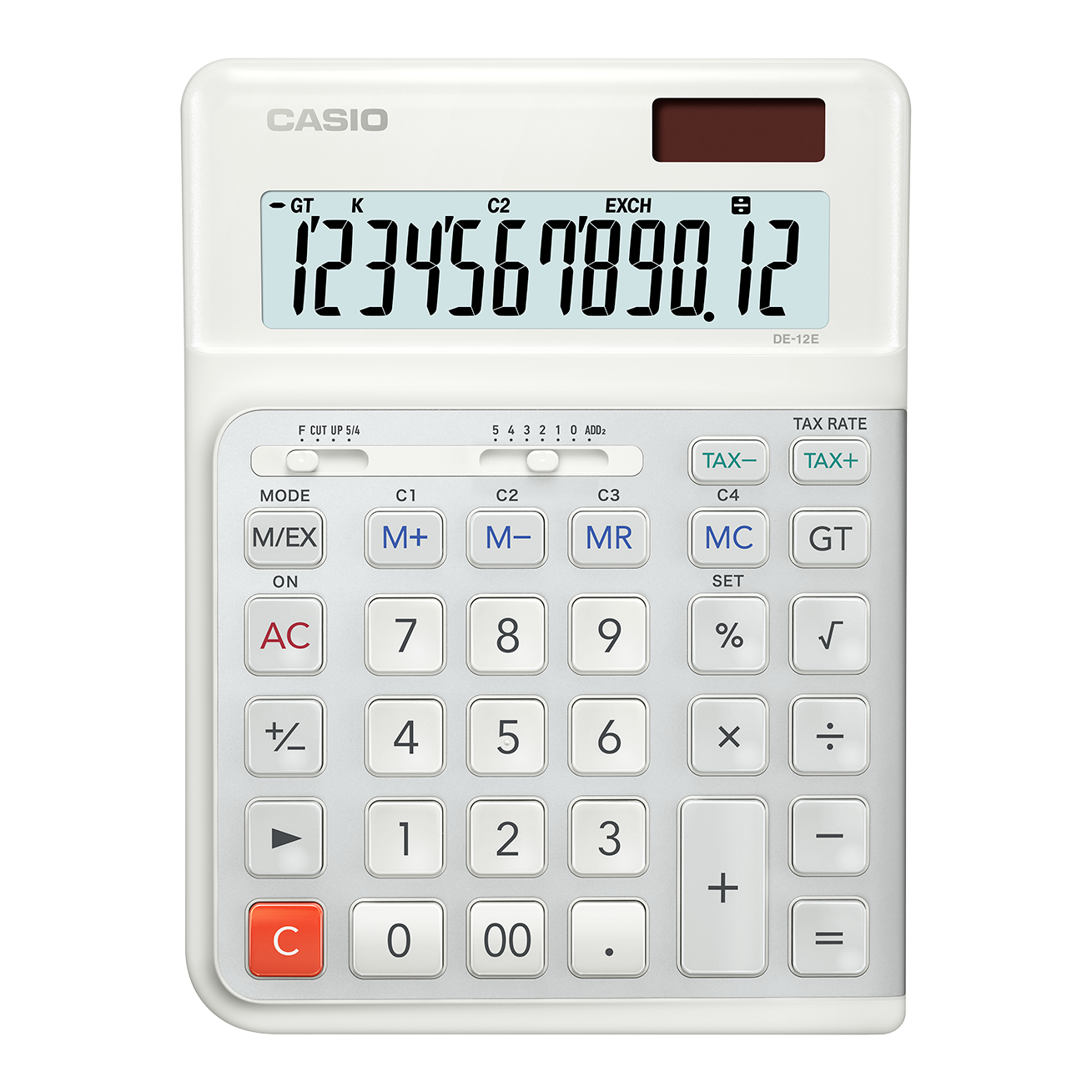 DE-12E-WE Ergonomic Desktop Calculator | CASIO
