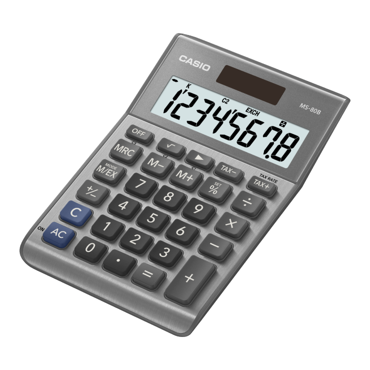 MS80B-SR | Grey Standard Calculator | CASIO