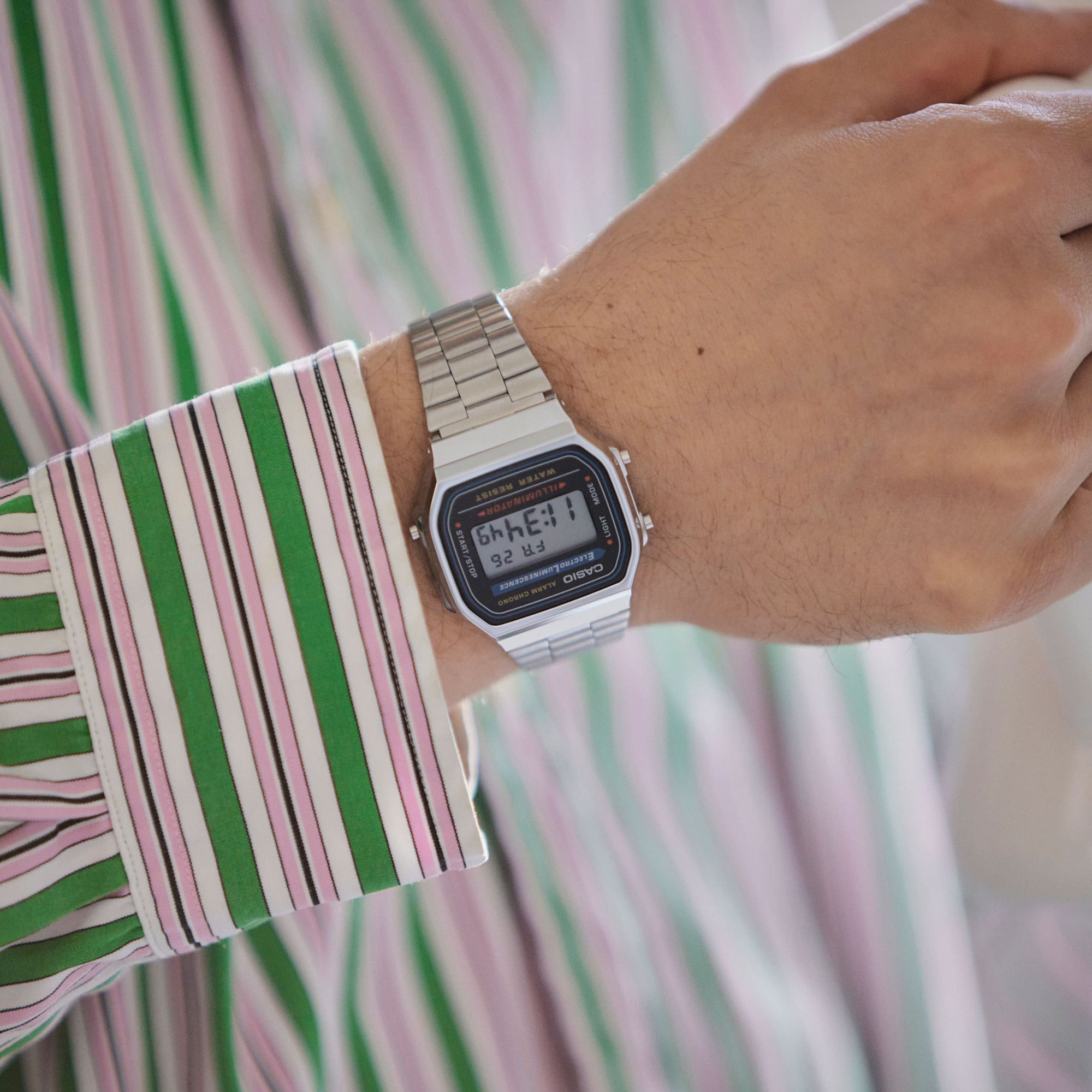 A168W-1 | Vintage Silver and Black Metal Watch | CASIO