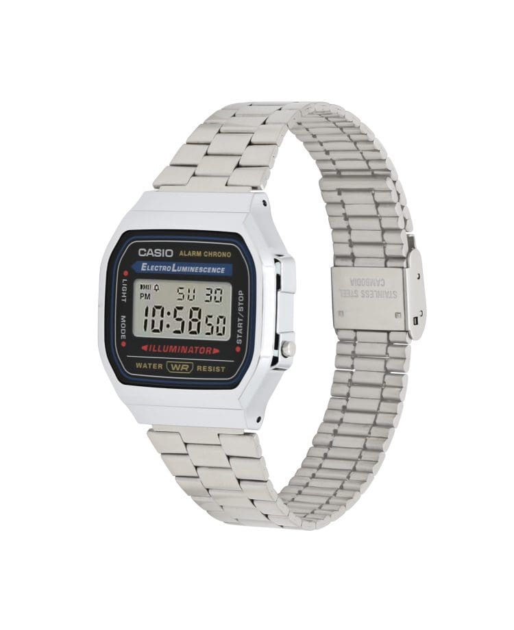 A168W-1 | Vintage Silver and Black Metal Watch | CASIO