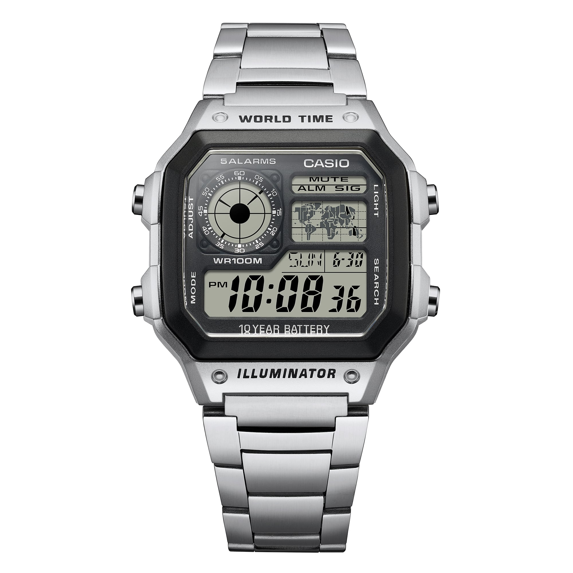 AE1200WHD-1A | Illuminator Silver and Black Digital Watch | CASIO