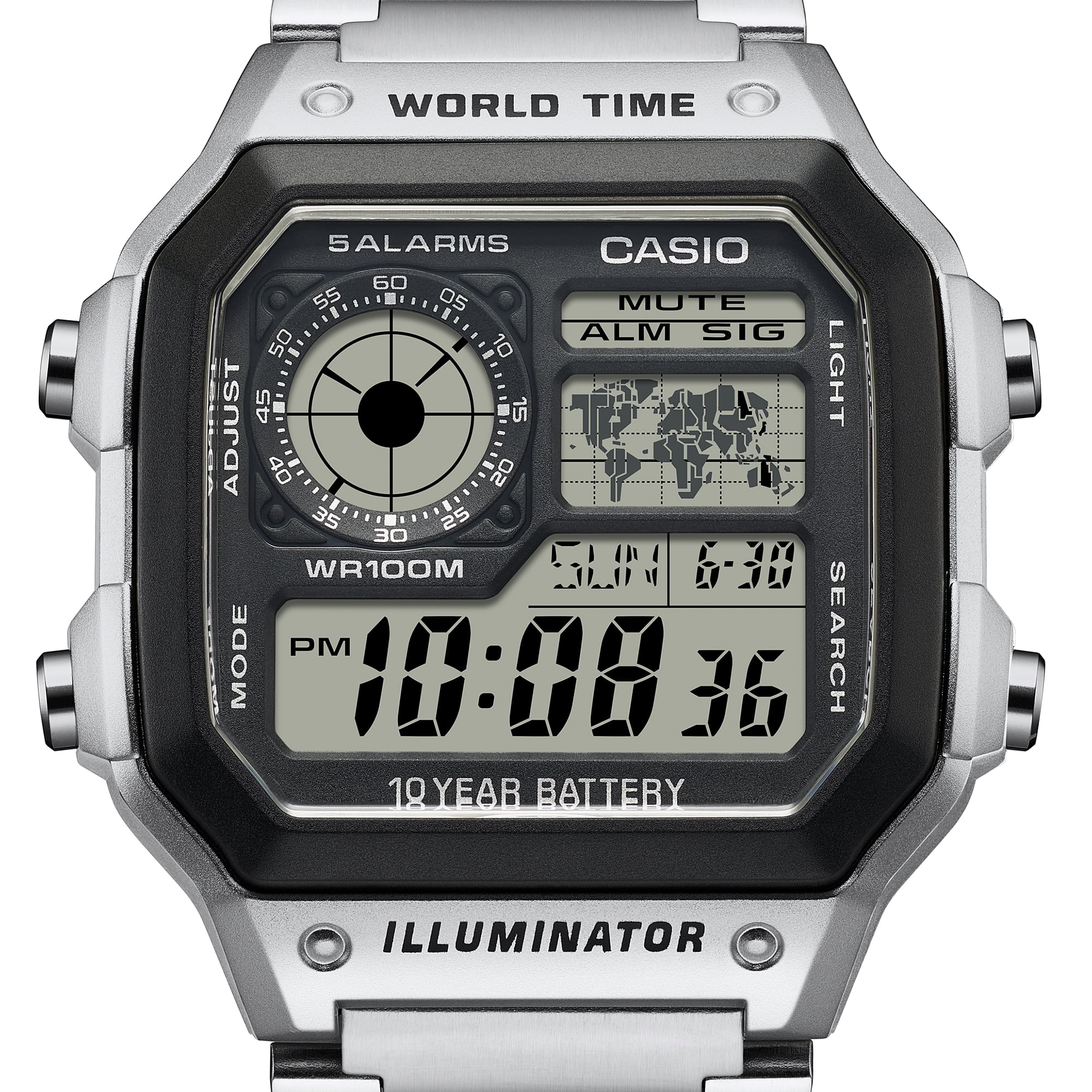 AE1200WHD-1A | Illuminator Silver and Black Digital Watch | CASIO