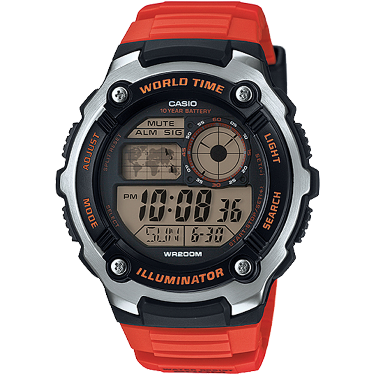 AE2100W-4AV | Illuminator Red Orange Digital Watch | CASIO