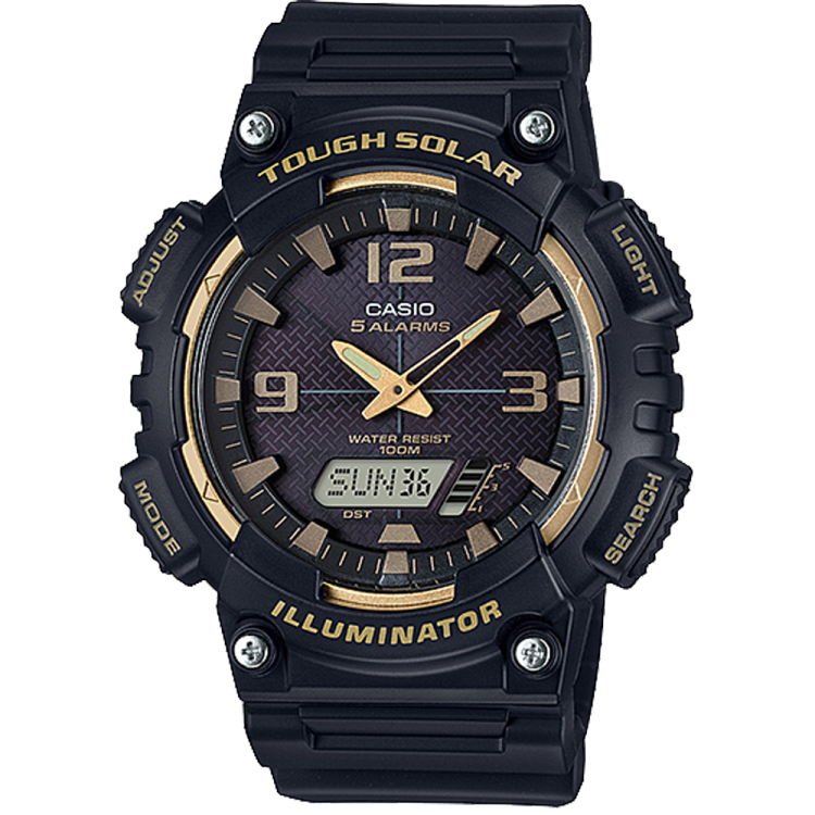 AQS810W-1A3V | Analog-Digital Black with Gold Watch | CASIO