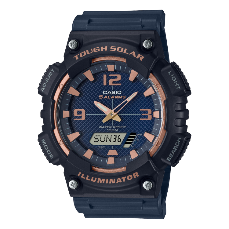 AQS810W-2A3V | Analog-Digital Blue and Rose Gold Watch | CASIO