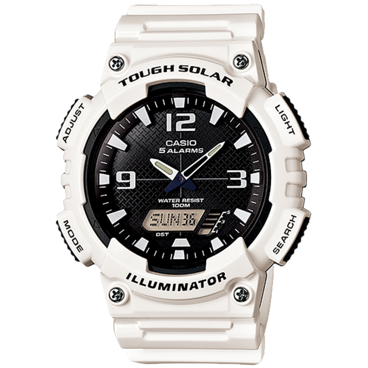 AQS810WC-7AV | Analog-Digital White and Black Watch | CASIO